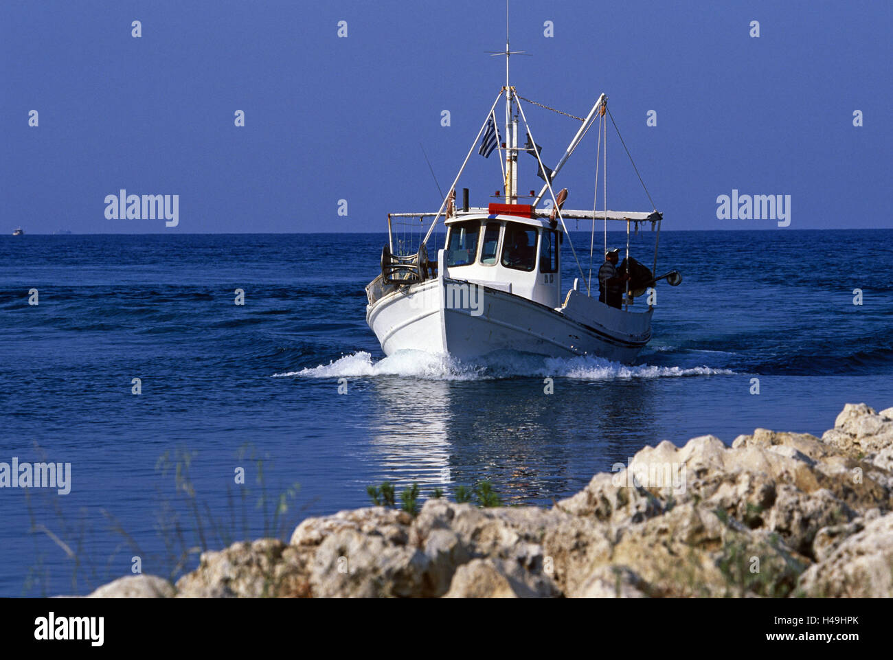 Greece, Crete, Georgioupolis, fishing boat, sea, coast Stock Photo - Alamy