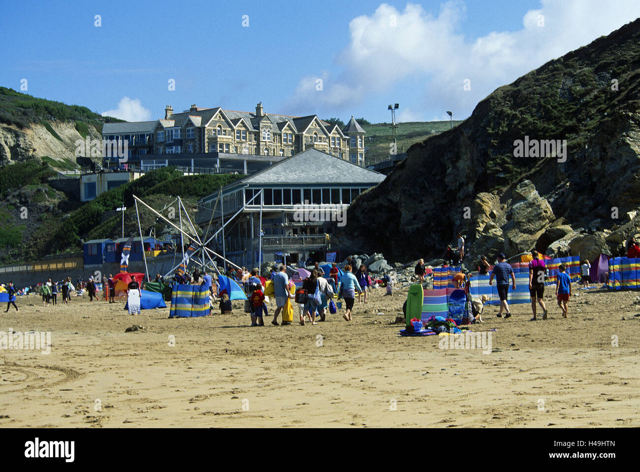 Great Britain, Cornwall, Watergate Bay, beach, vacationer Stock Photo ...
