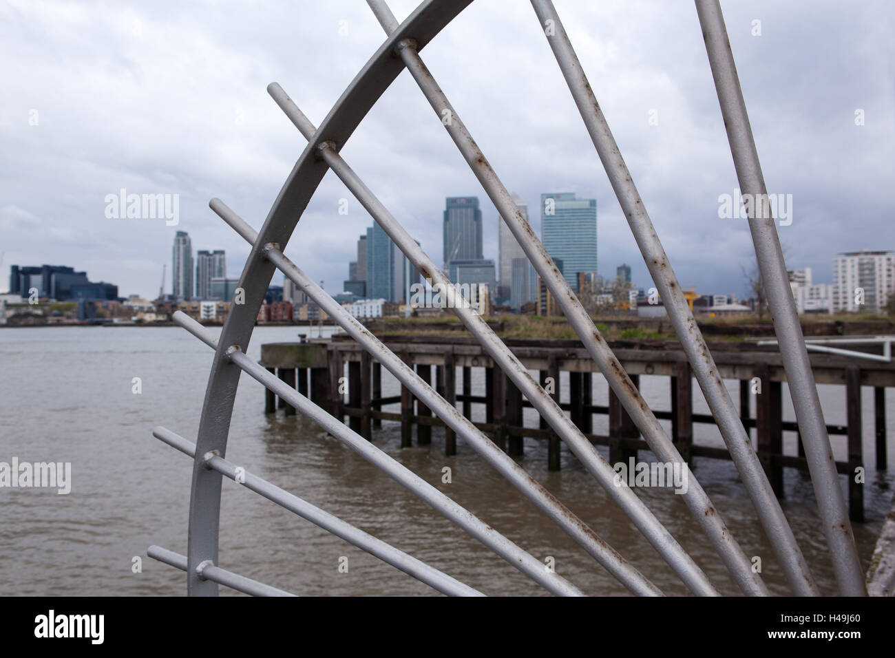 UK, London, North Greenwich, view Docklands, barrier Stock Photo - Alamy