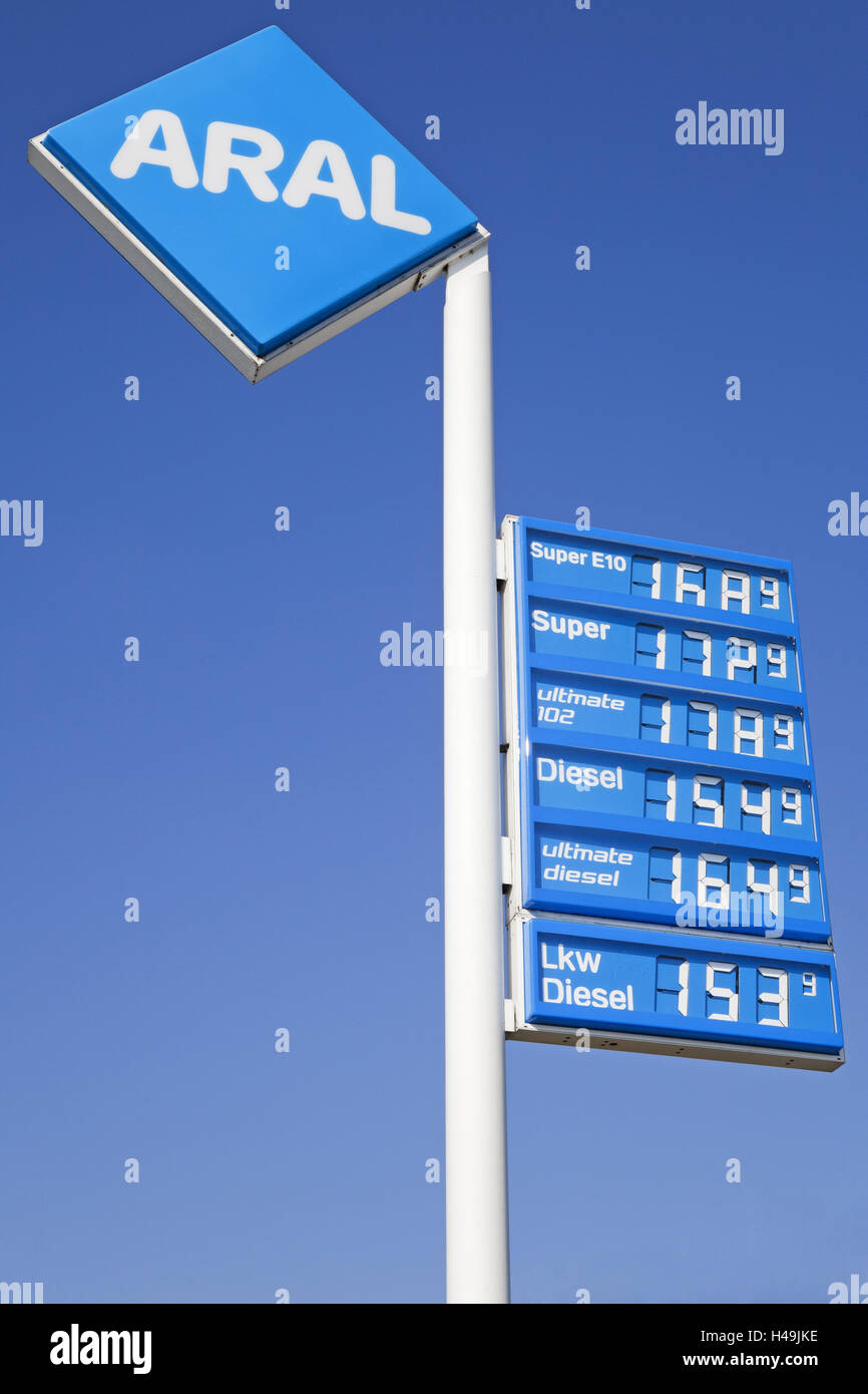 petrol station, Aral, Price Chart, close up Stock Photo - Alamy