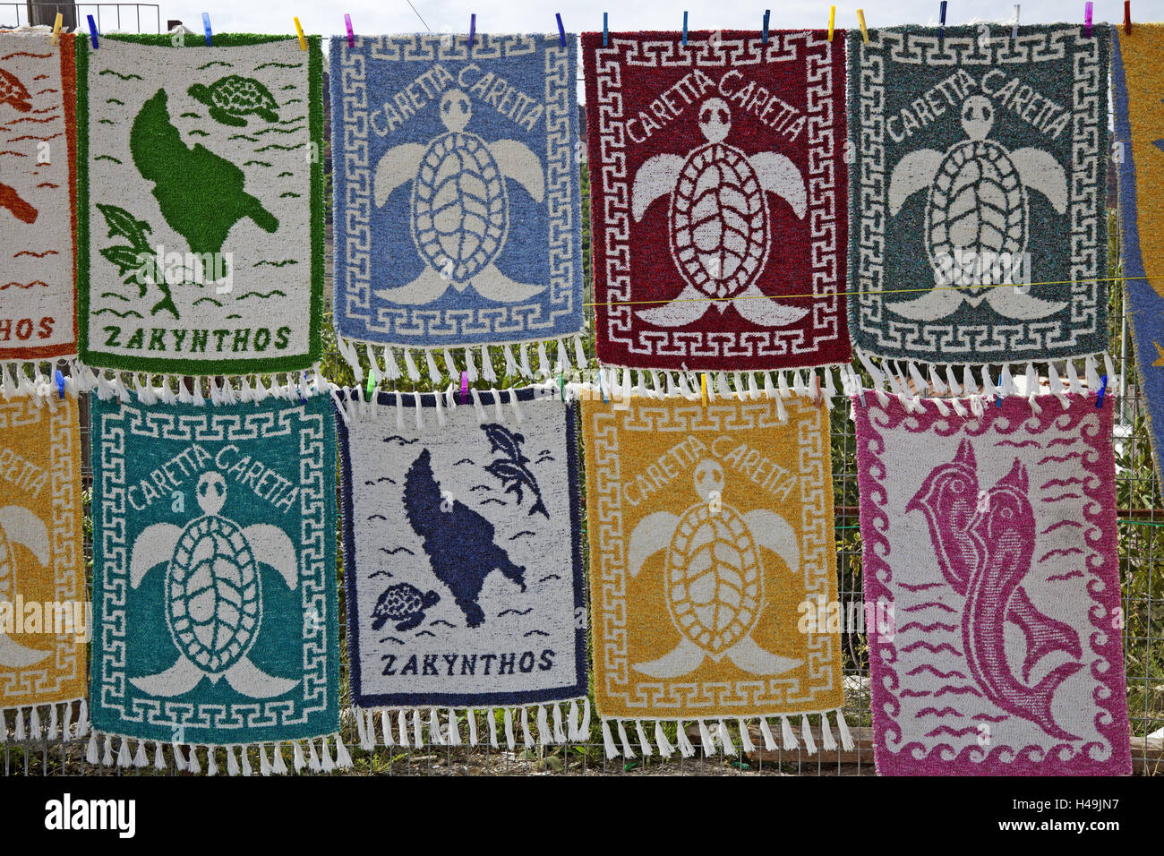 Greece, Zakynthos, souvenir sales, web works, tortoise's motifs Stock ...