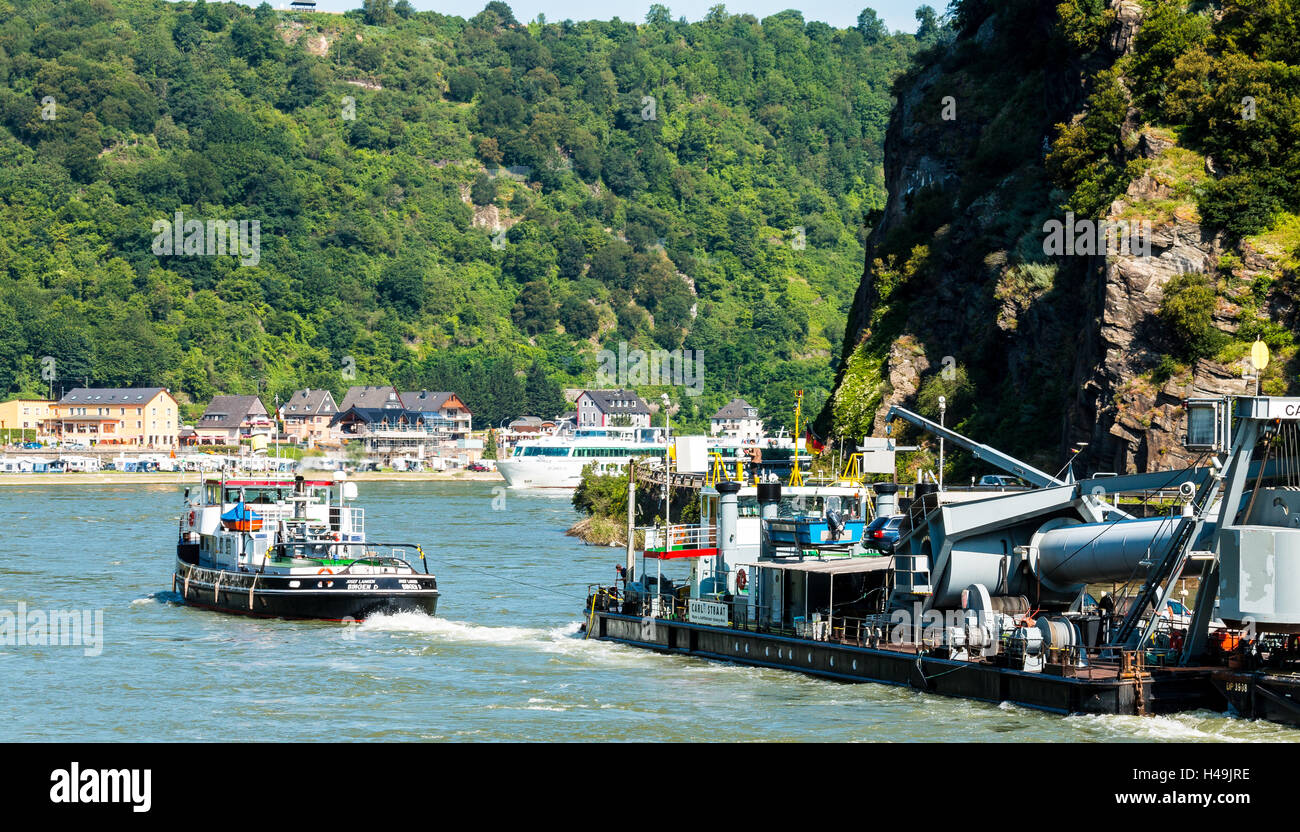 Service vessel Carl Straat Josef Langen Inland Tug, Boats, Rhine Gorge ...