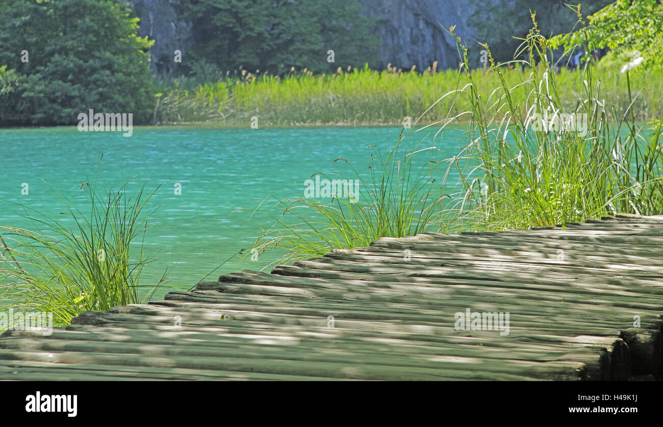 Plank bridge at the lake Stock Photo - Alamy