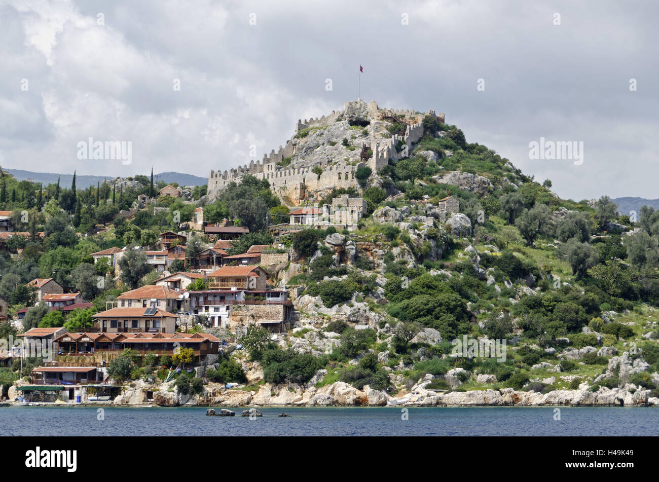 Turkey, southwest coast, province of Antalya, Kale Köy, Simena, castle ...