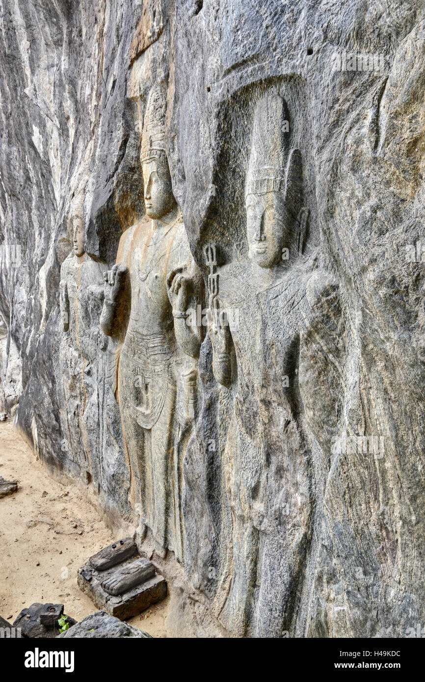 Sri Lanka, Wellawaya, Buduruwagala, Buddhist temple, Buddha chiselled ...