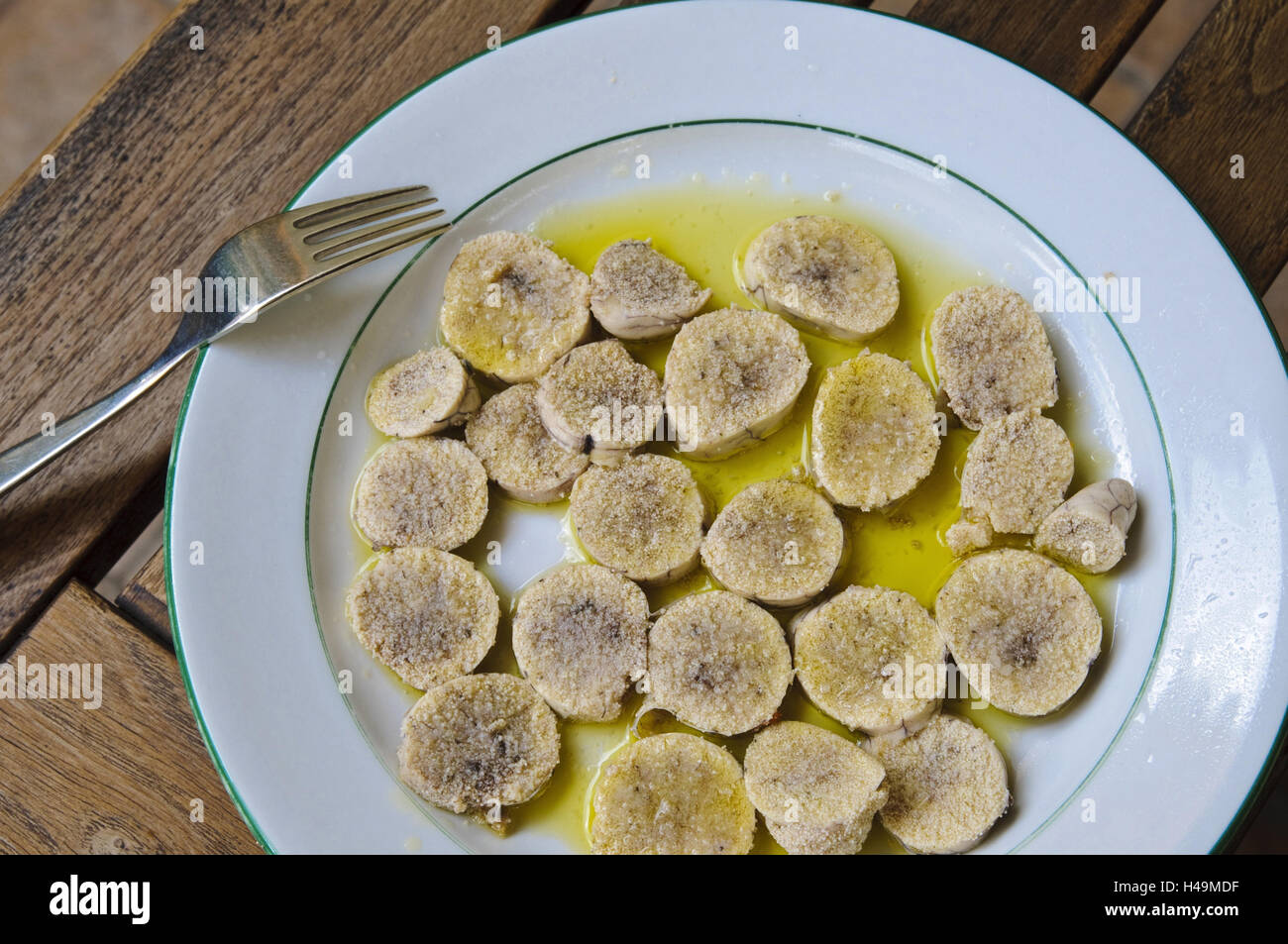 Plate, food, eggs of the hake with olive oil, food, Majorca, Spain ...