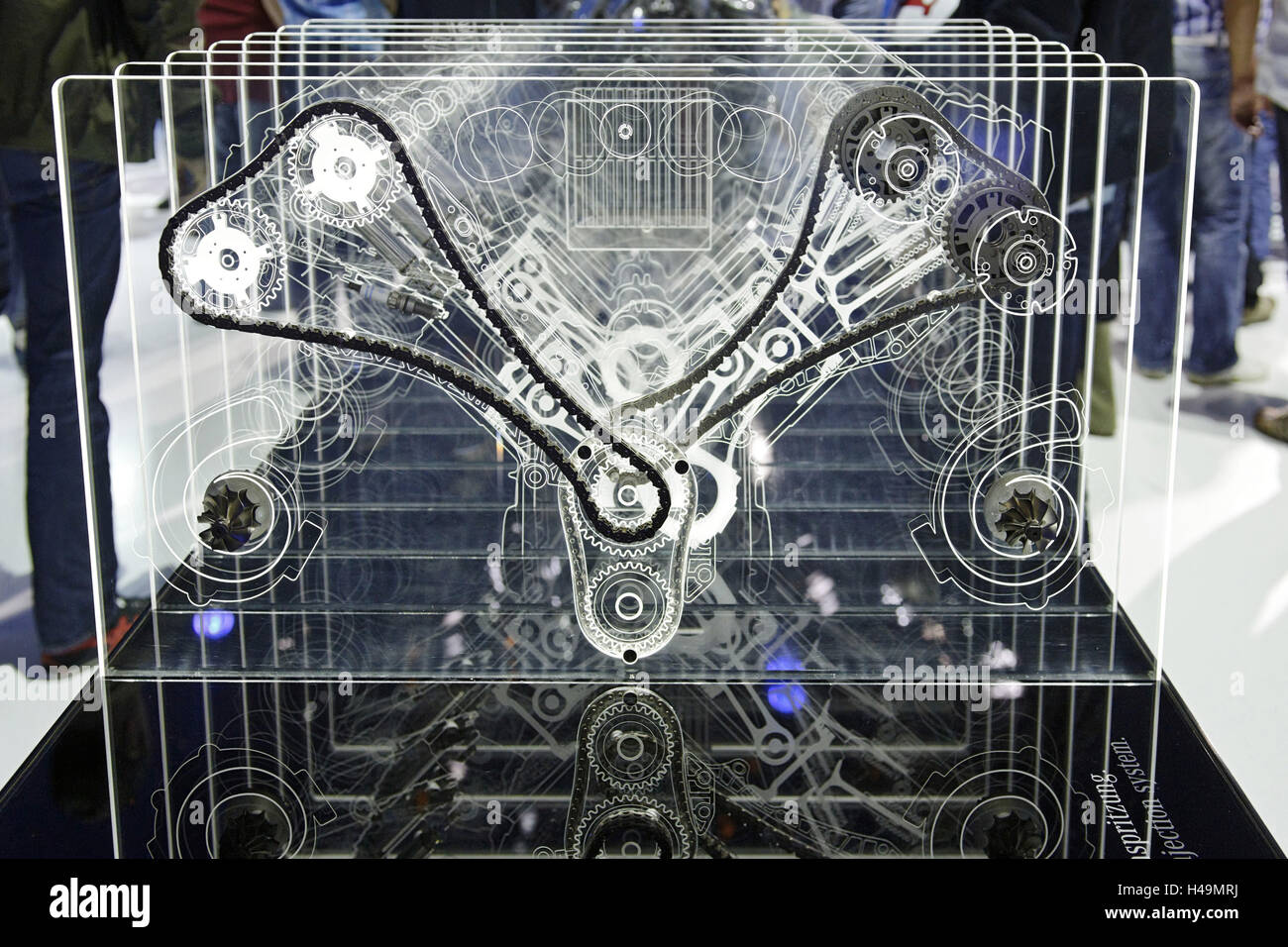 Mercedes, glass of editing model of a V8 of engine, International Motor ...