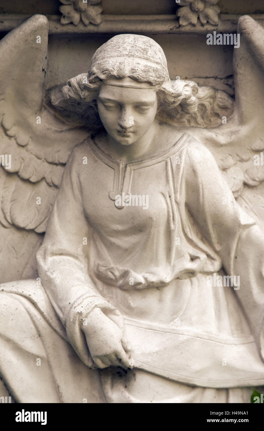 Relief, angel, gravestone, cemetery, sculpture Stock Photo - Alamy