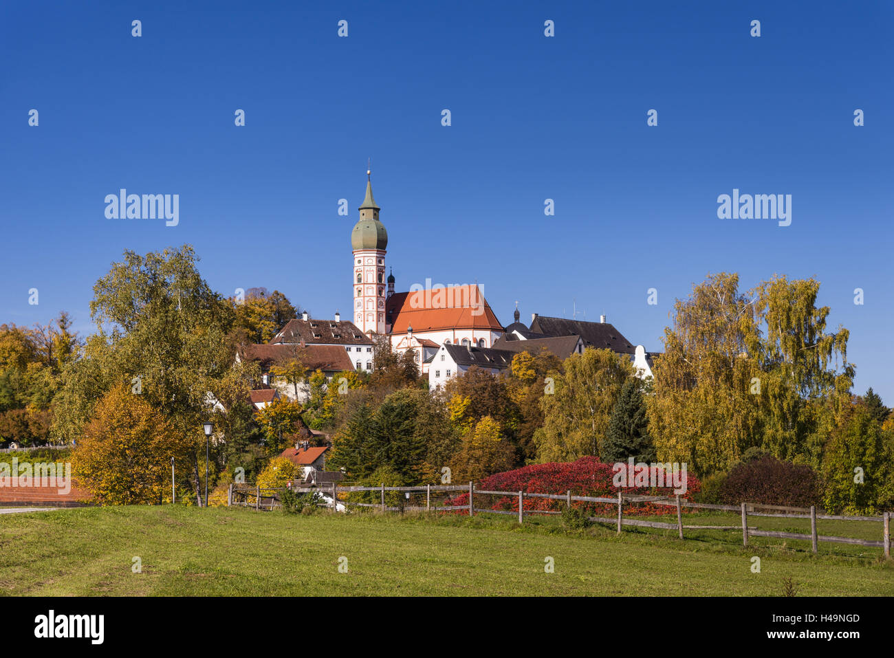 Germany, Bavaria, Upper Bavaria, Fünfseenland, Andechs, autumn ...