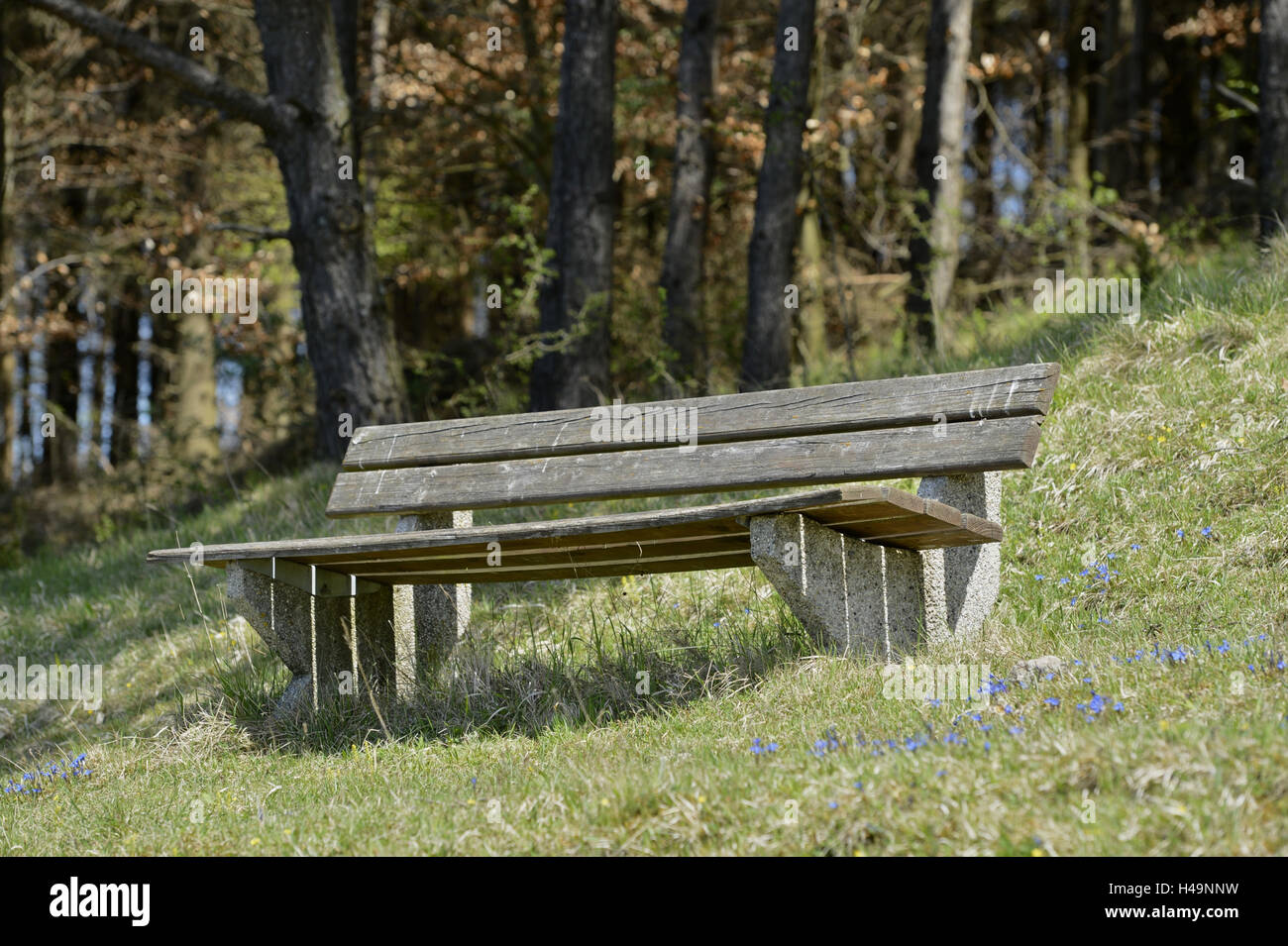 Park-bench, cross mountain, Upper Palatinate, Bavaria, Germany, Europe ...