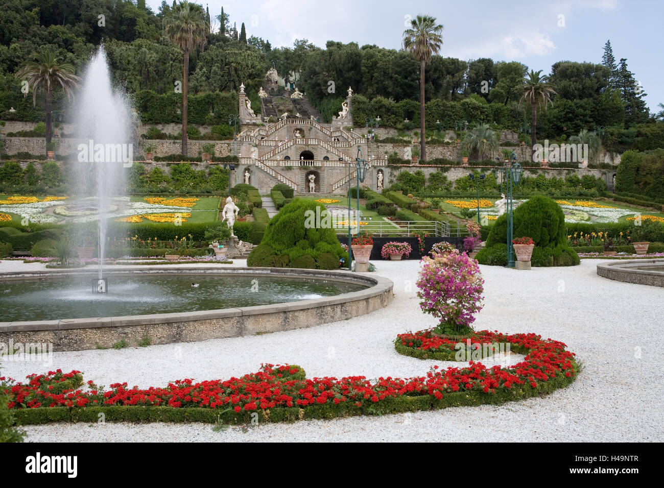 Italy, Tuscany, Collodi, Villa Garzoni, garden, fountain Stock Photo ...