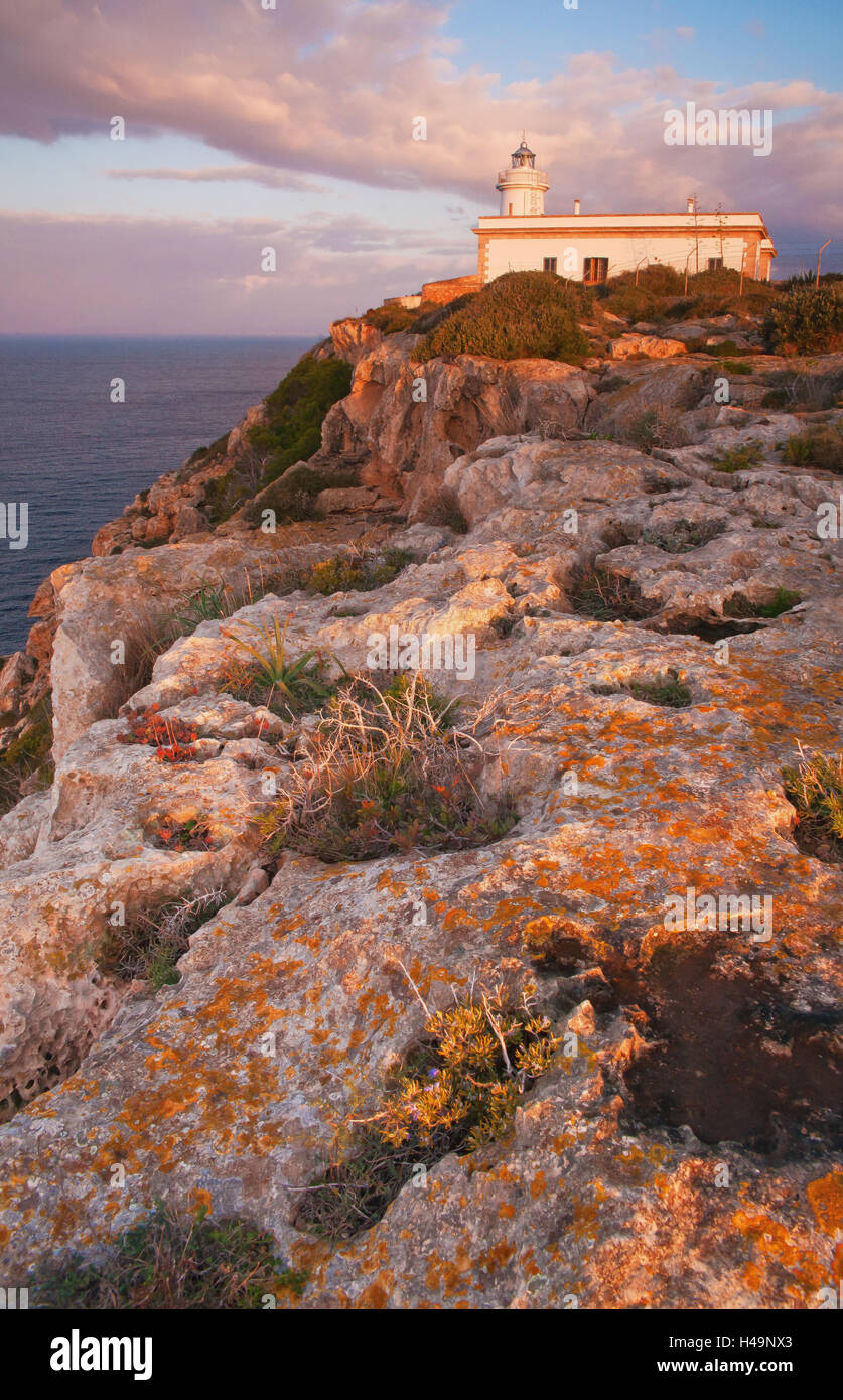 Lighthouse Cap Blanc at the south coast of the Balearic Island Majorca ...