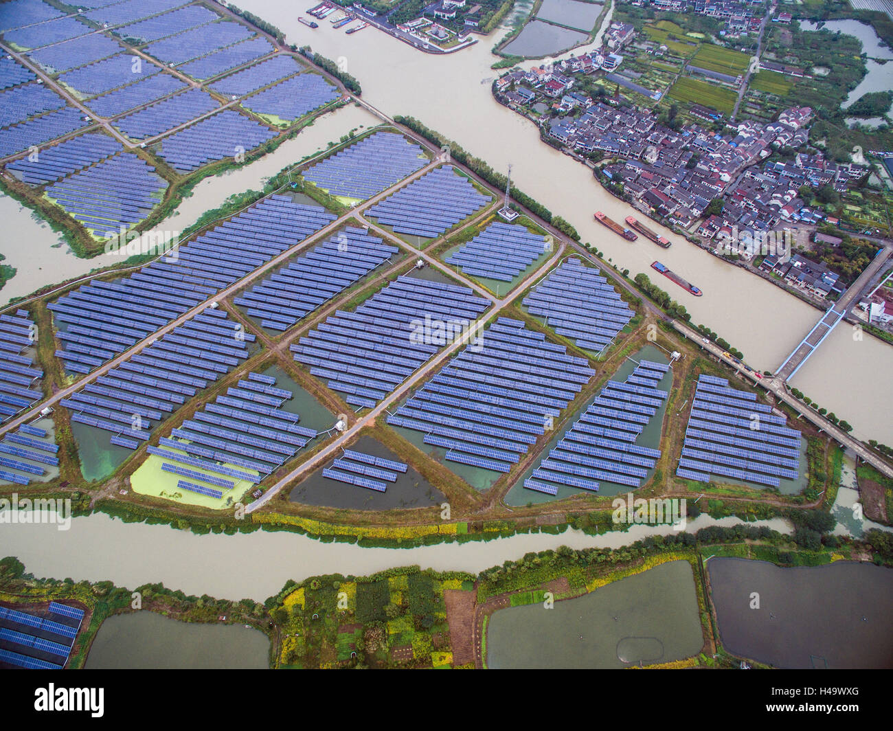 Huzhou. 14th Oct, 2016. Aerial photo taken on Oct. 14, 2016 shows a ...