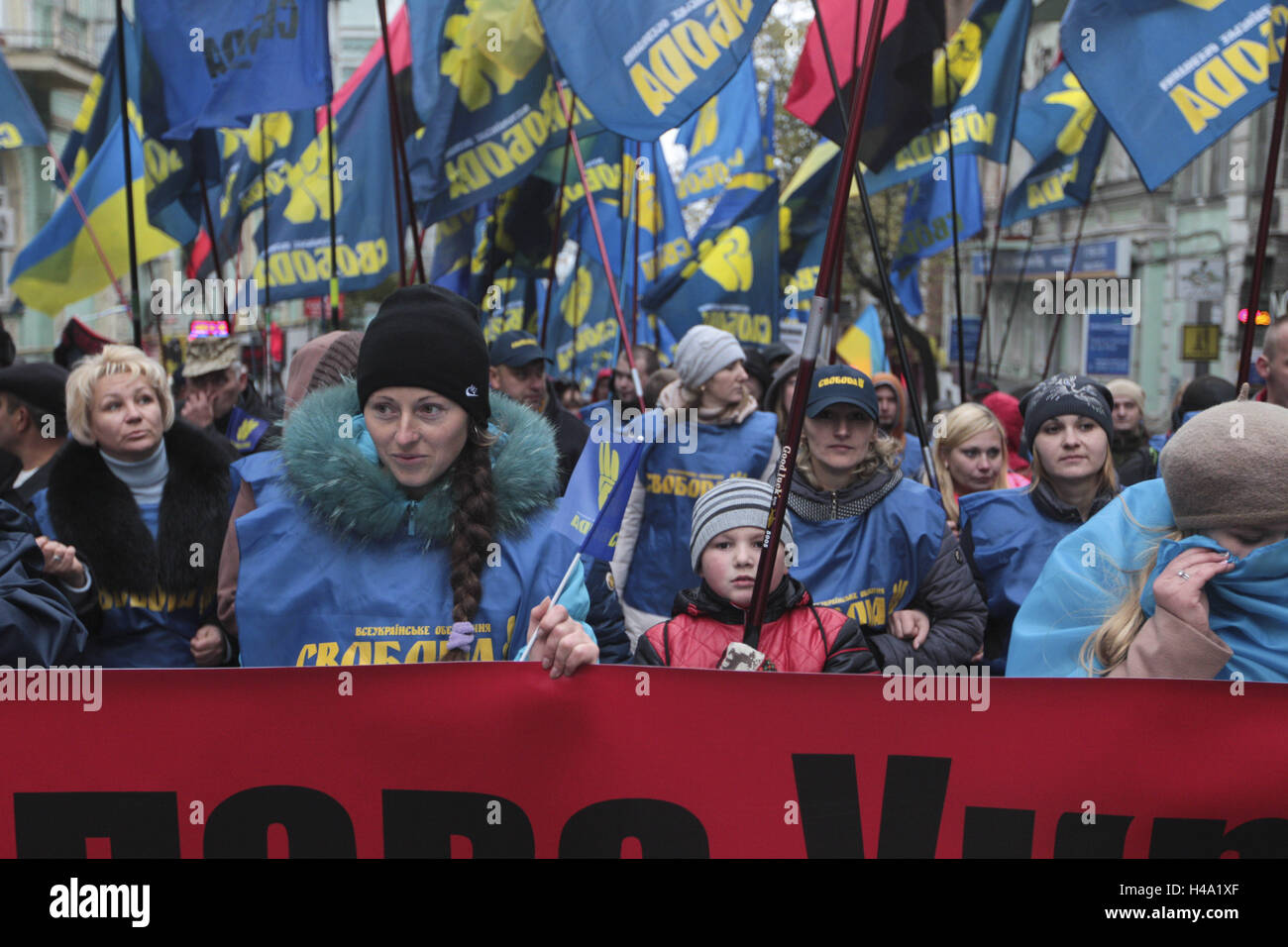 Kiev, Ukraine. 14th Oct, 2016. Members of the nationalist movement ...