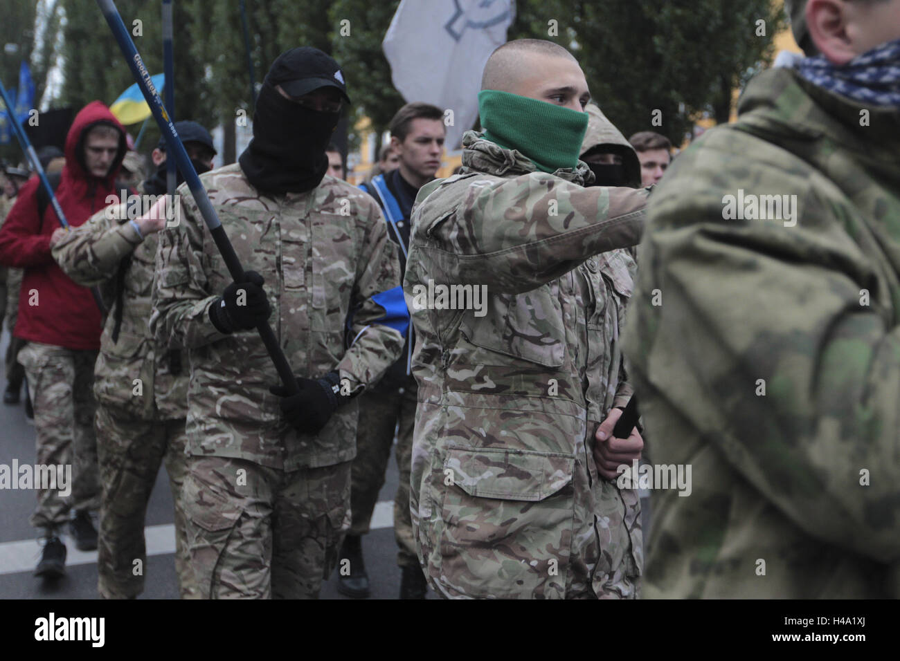 Kiev, Ukraine. 14th Oct, 2016. Members of the nationalist movement ...