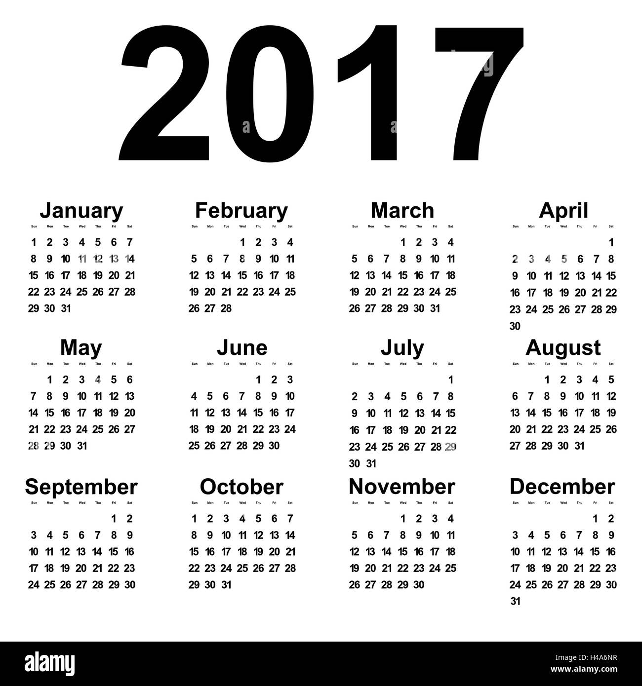 2017 calendar december Black and White Stock Photos & Images - Alamy