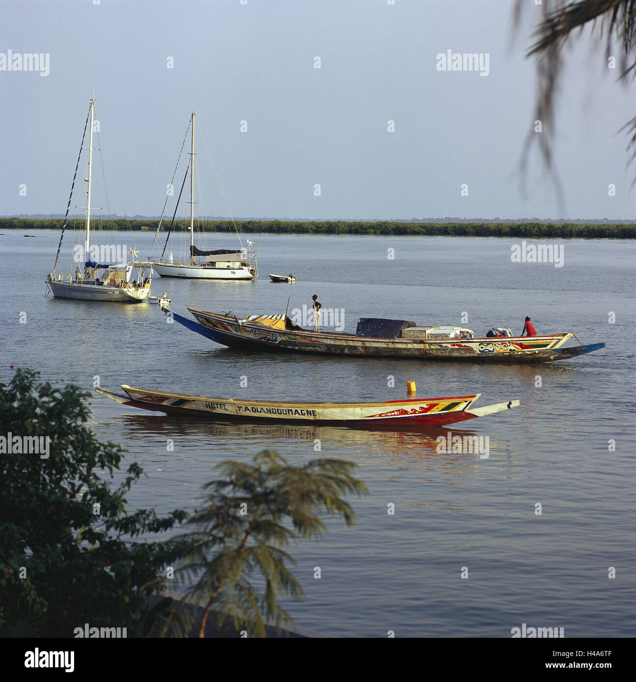 Senegal, Sine Saloum delta, Toubacouta, river Saloum, sailboats ...