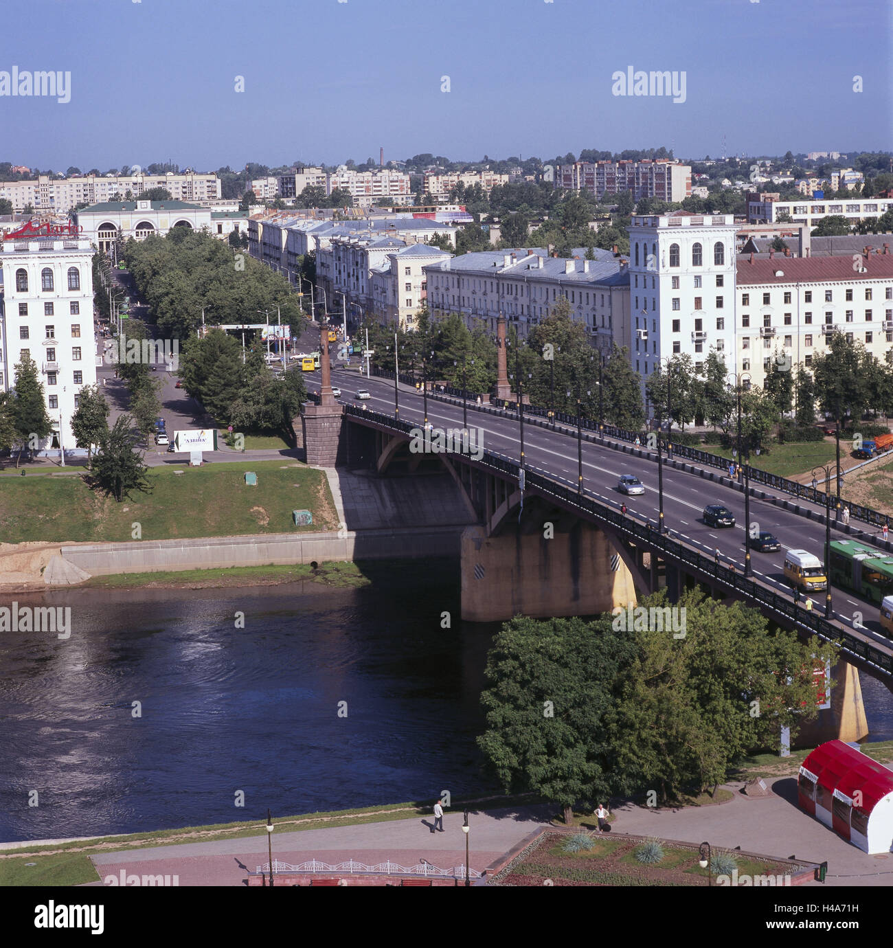 Byelorussia, Wizebsk, town overview, river Düna, bridge Stock Photo - Alamy