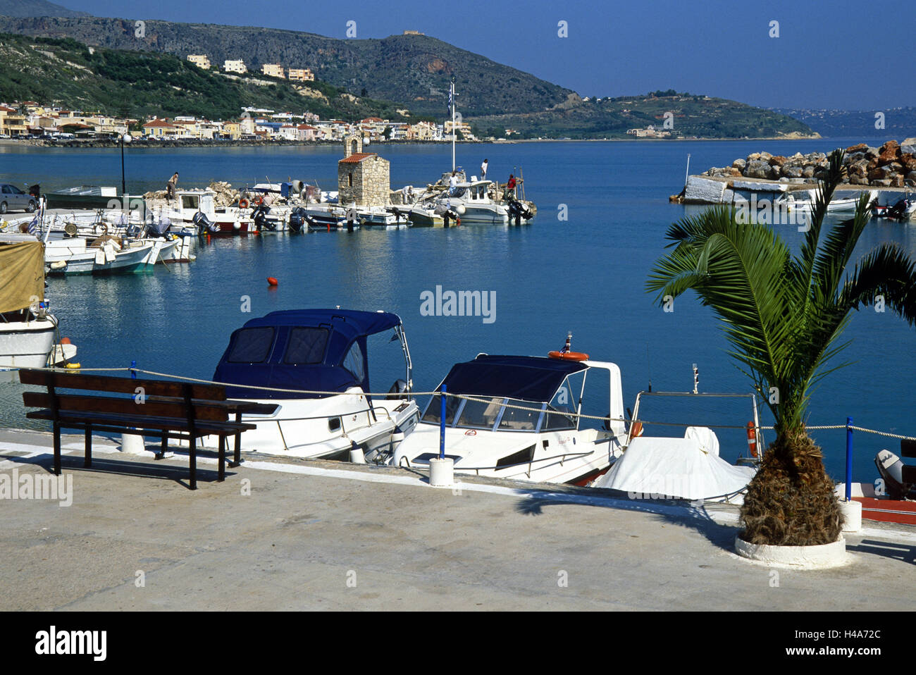 Greece, Crete, Kalives, promenade, fishing harbour Stock Photo - Alamy