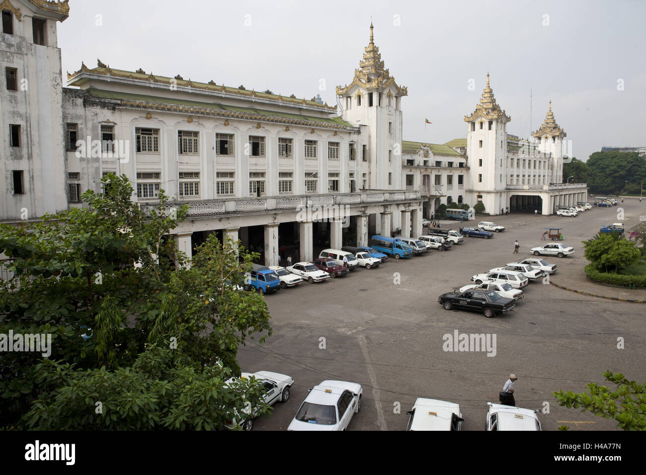 Myanmar, Rangoon, townscape, building, parking bay, cars Stock Photo ...