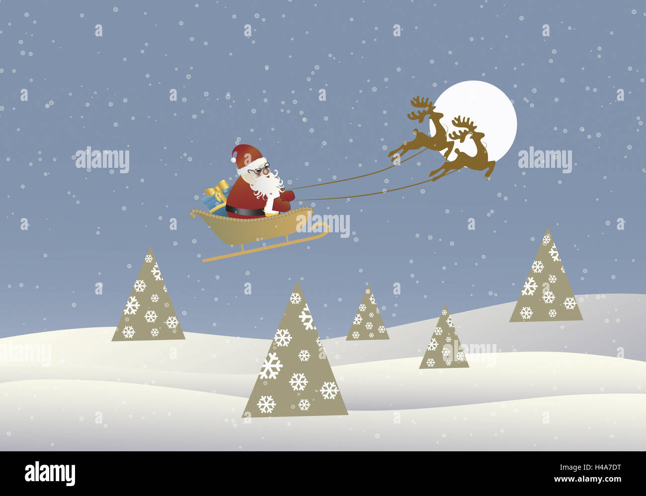 Reindeer sleigh fly hi-res stock photography and images - Alamy
