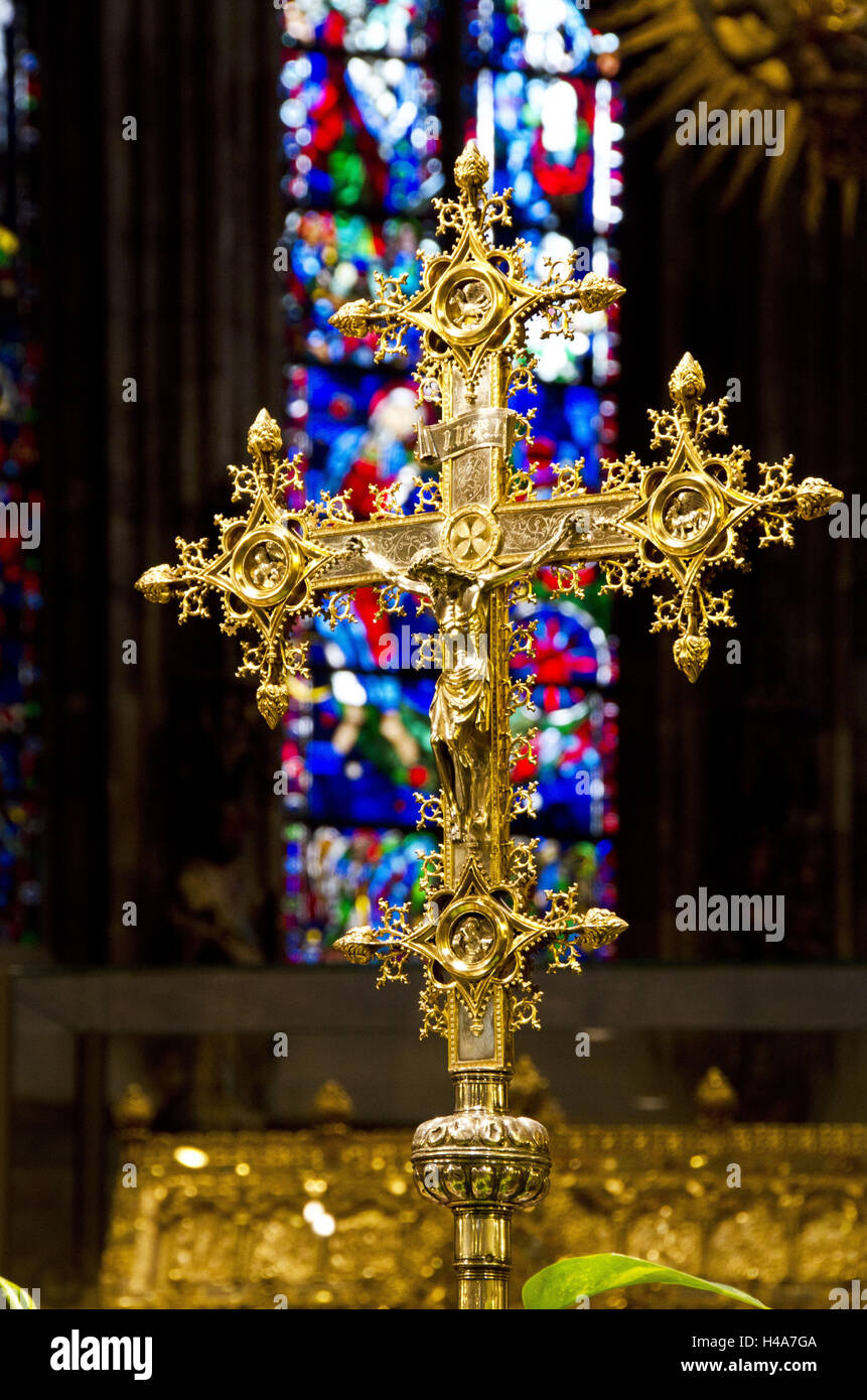 Germany, North Rhine-Westphalia, Aachen, cathedral, cross Stock Photo ...