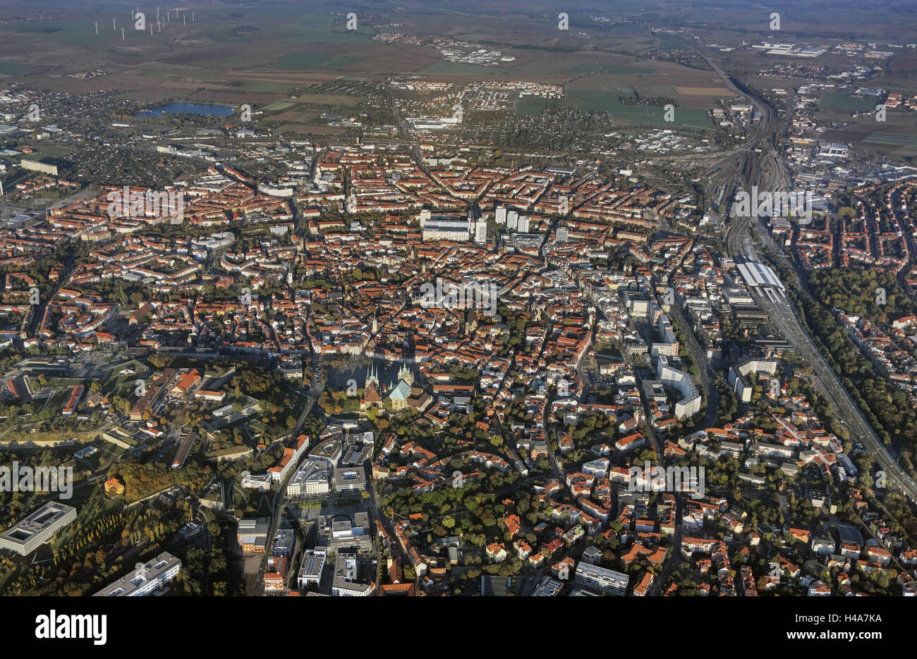 Germany, Thuringia, Erfurt, aerial picture, town, state capital ...