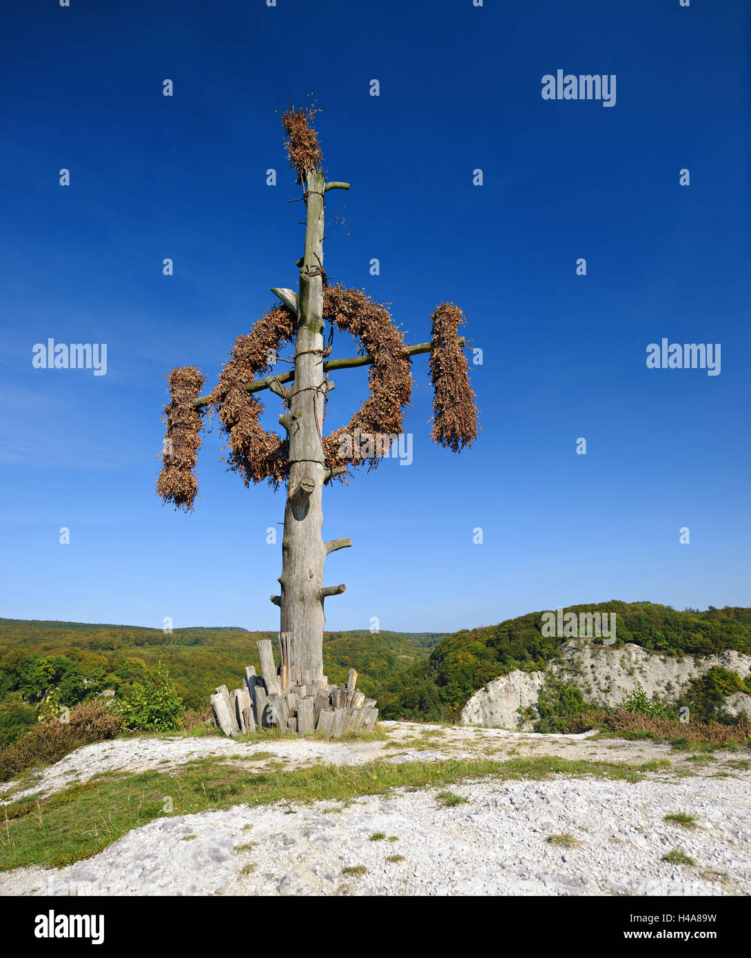 Germany, Saxony-Anhalt, Questenberg, Queste, blue sky, sunshine Stock ...