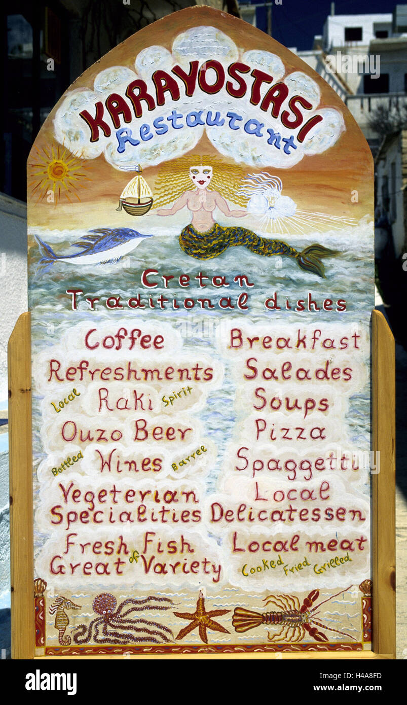 Greece crete restaurant menu board hi-res stock photography and images ...