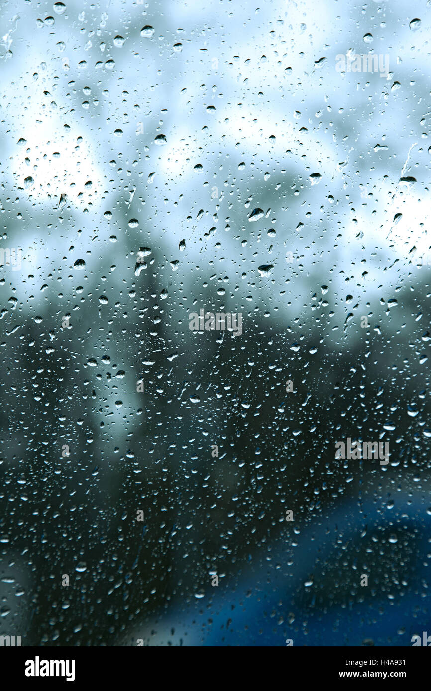 Rain, drops of water, window, tree Stock Photo - Alamy