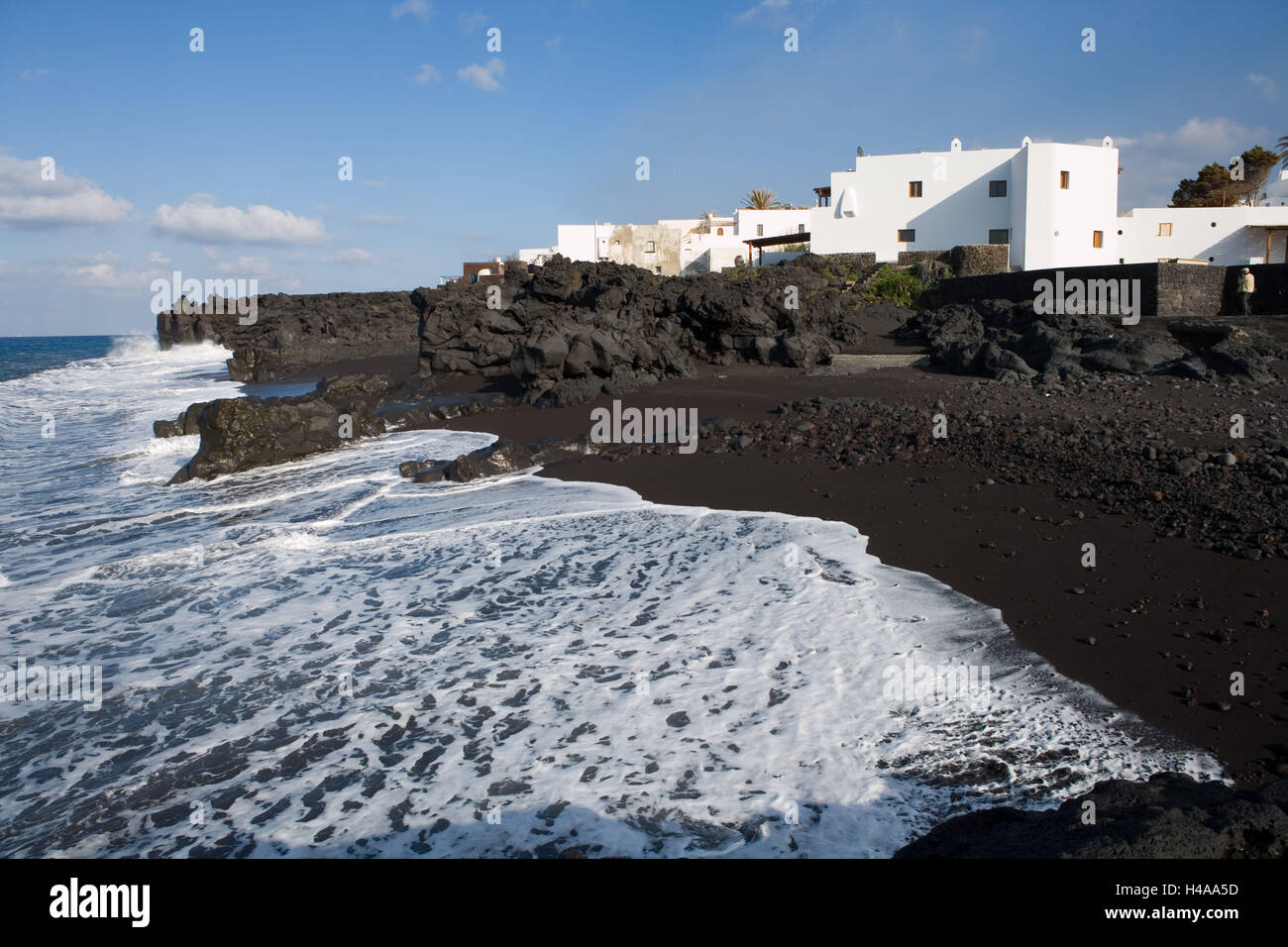 Italy, Sicily, island Stromboli, volcano island, lava beach, principal ...