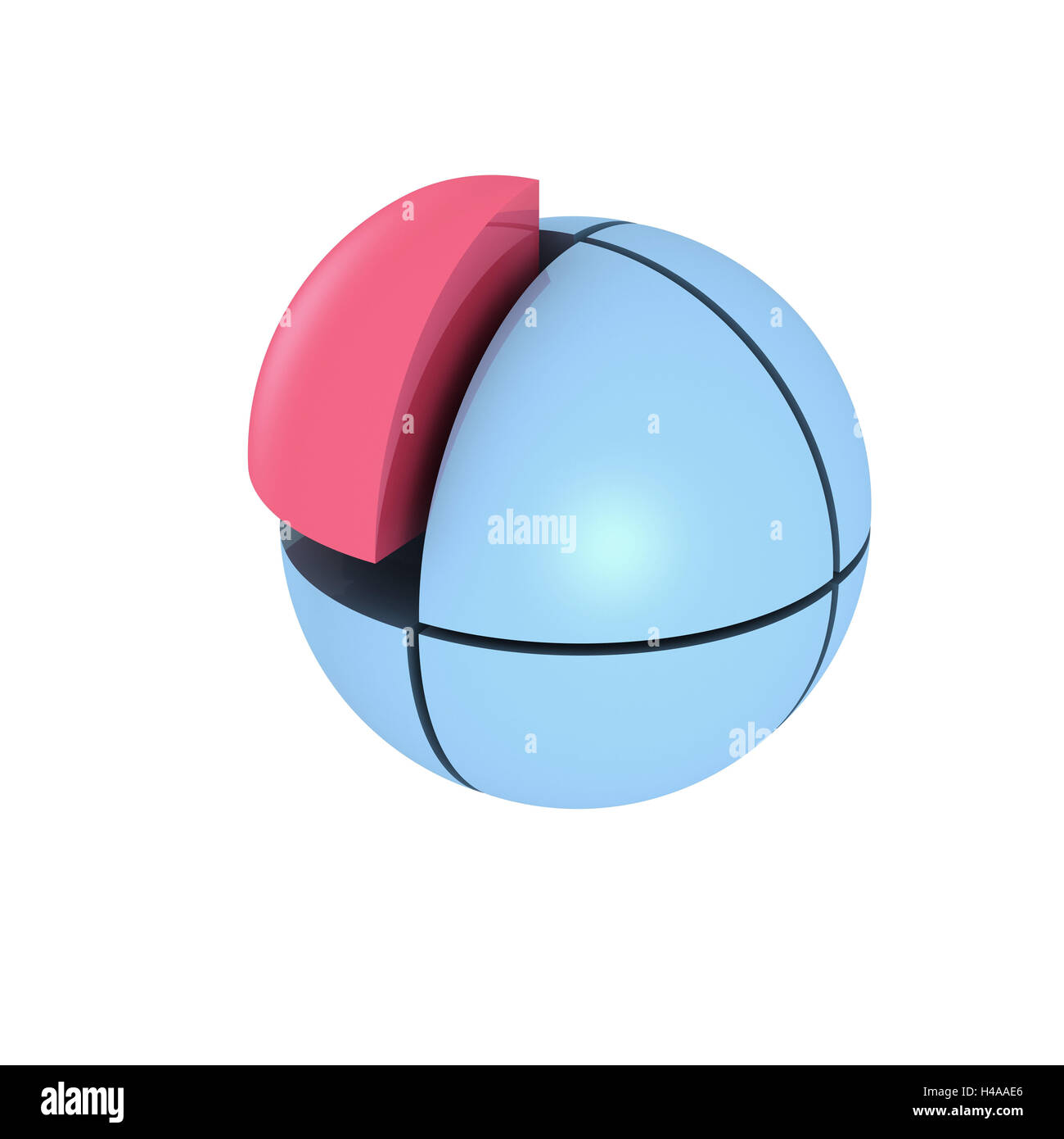 Blue sphere from 8 parts, is red eighth Stock Photo - Alamy
