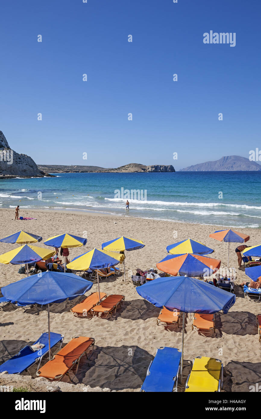 Greece, Karpathos, Arkassa, Agios Nikolaos beach, bathing bay Stock ...