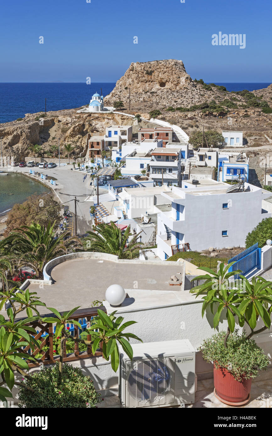 Greece, Karpathos, fishing village Finiki, Nikolaos chapel, overview ...