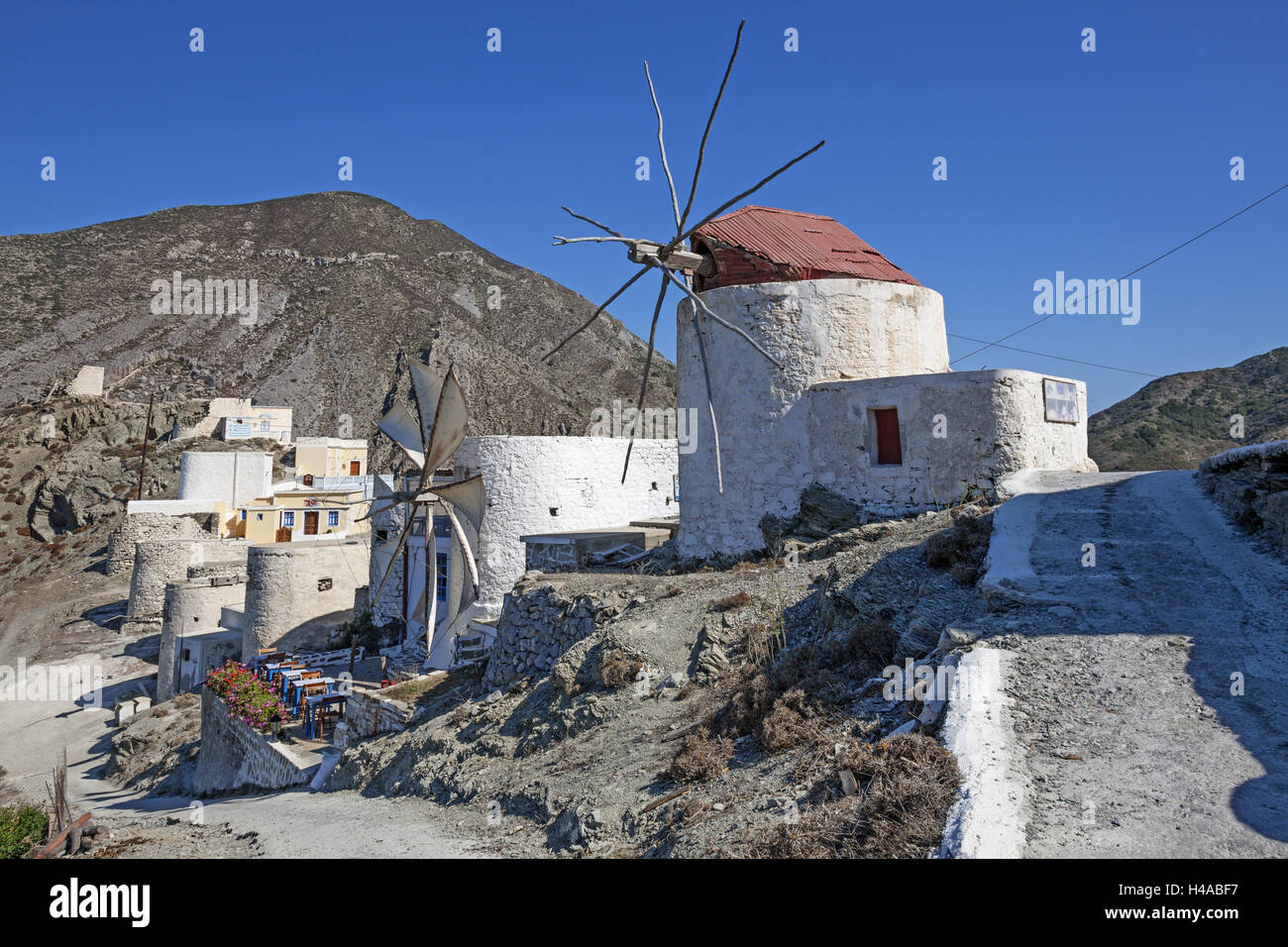 Greece, Karpathos, Olympos, windmills, mountain village Stock Photo - Alamy