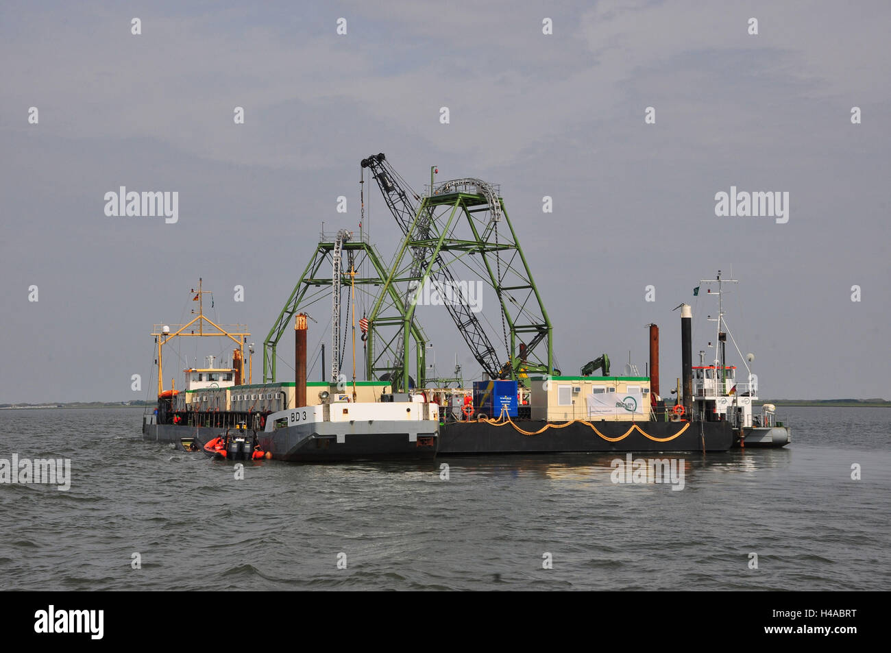 Germany, Lower Saxony, Norderney, North Sea island, cable ship, ship ...