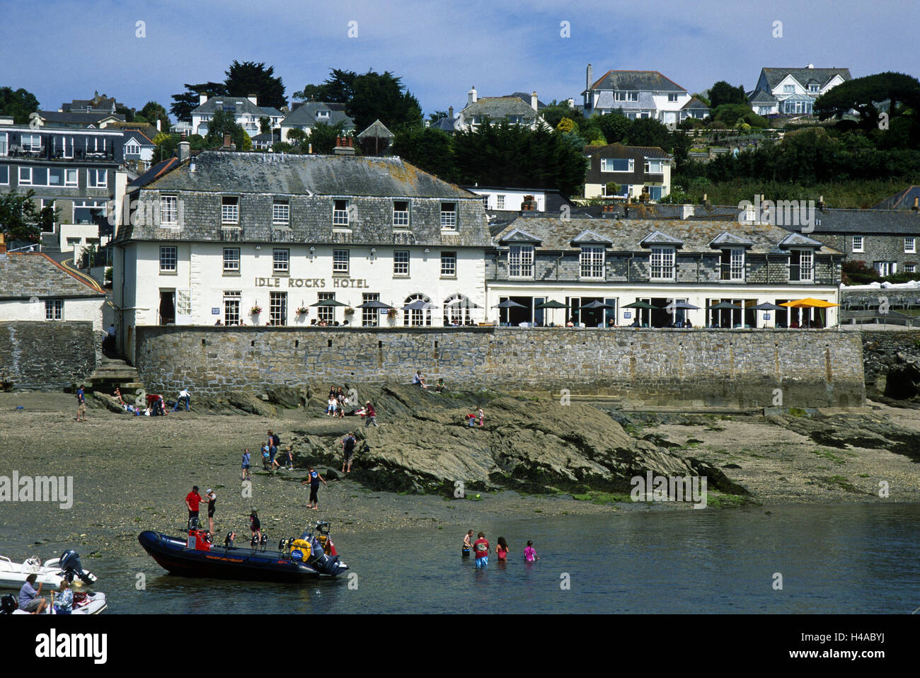 Great Britain, Cornwall, St. Mawes, 'Idle Rock's hotel' and restaurant ...