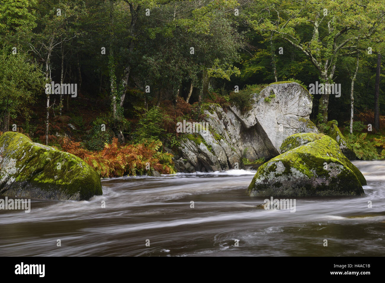 France, Brittany, Finistère, Vallèe d'Ellè, les Roches you diables ...