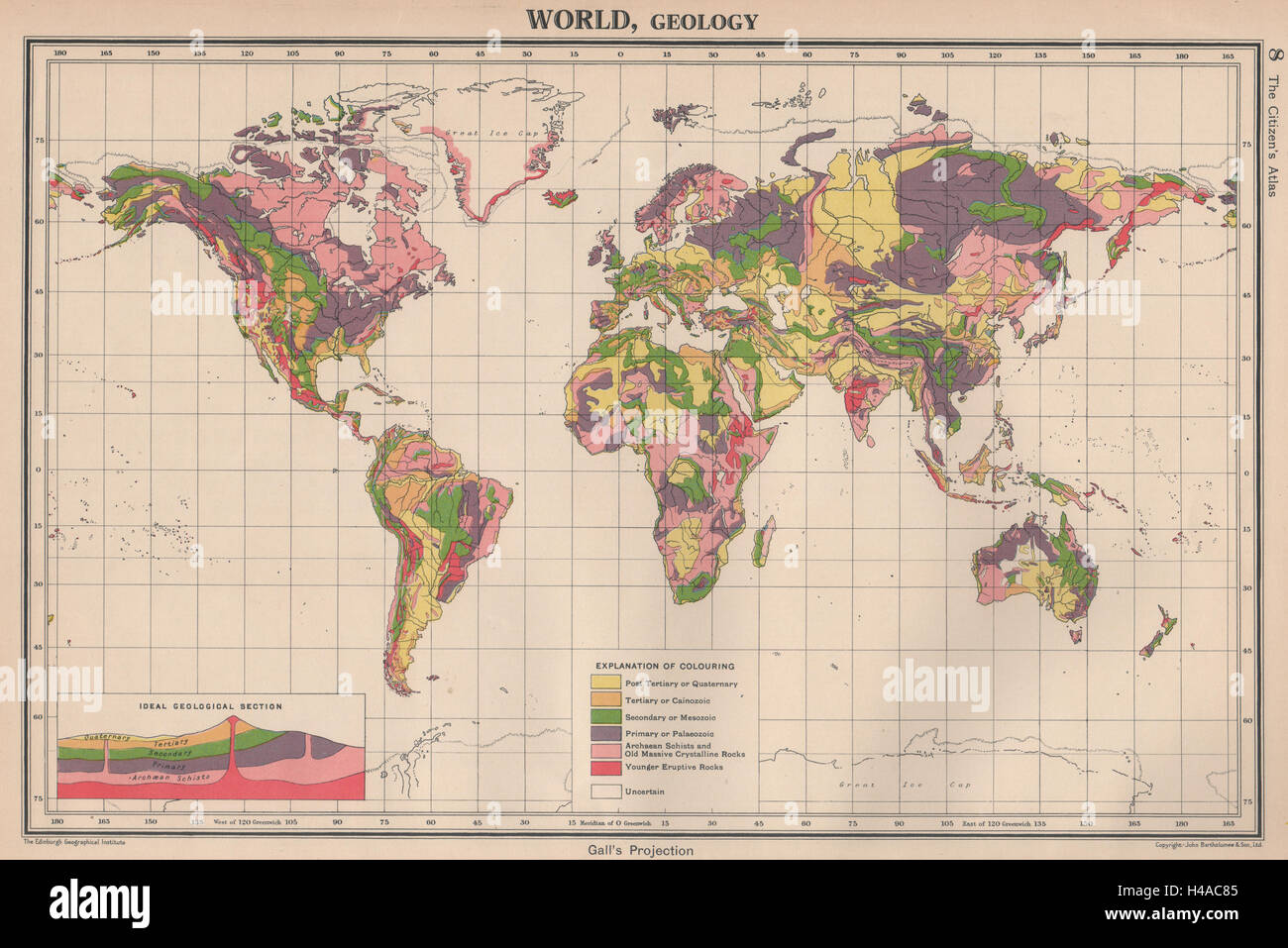WORLD GEOLOGICAL. Geology. Primary Secondary Tertiary. BARTHOLOMEW 1944 ...