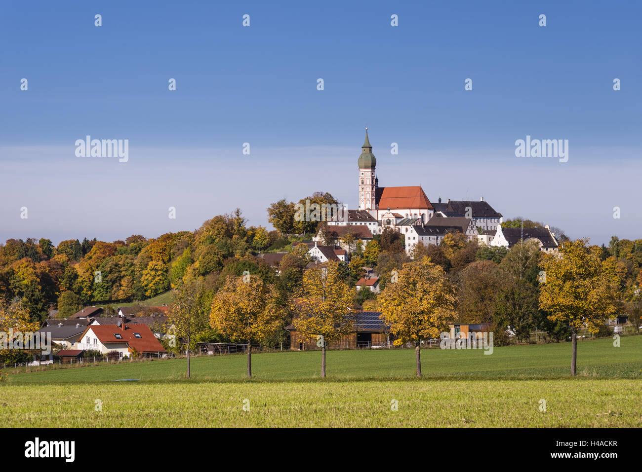 Germany, Bavaria, Upper Bavaria, 5-sea country, Andechs, autumn scenery ...