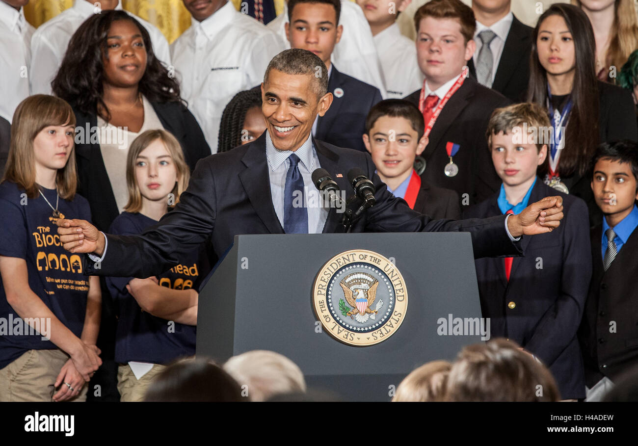 United States President Barack Obama speaks at the White House Science ...