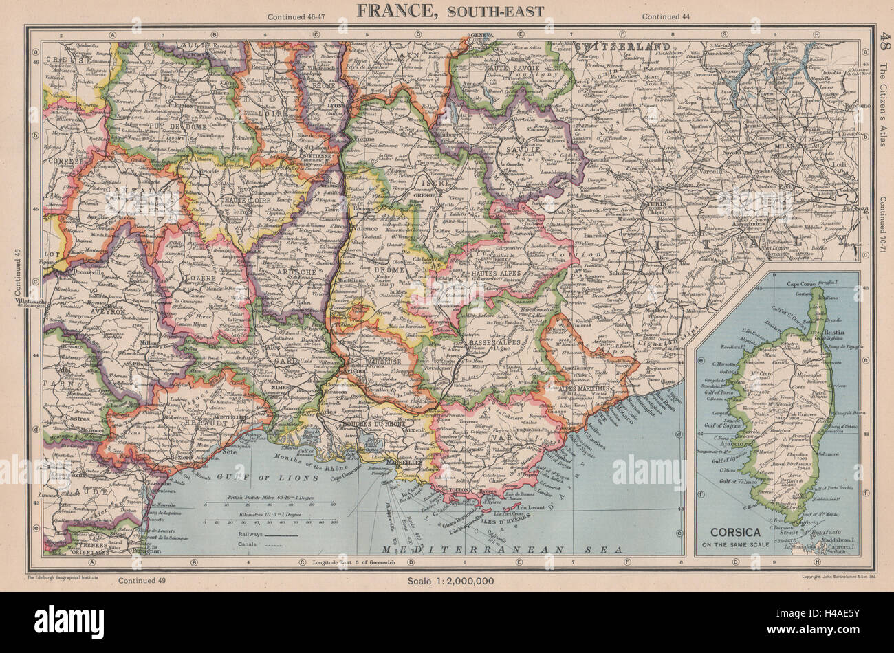 FRANCE SOUTH-EAST pre 1947-border changes. w/o Tende & Mt Cenis 1944 ...