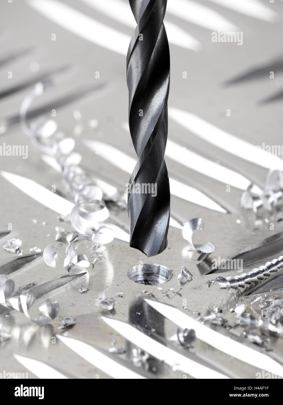 Drill, close-up, metal, hole, filings Stock Photo - Alamy