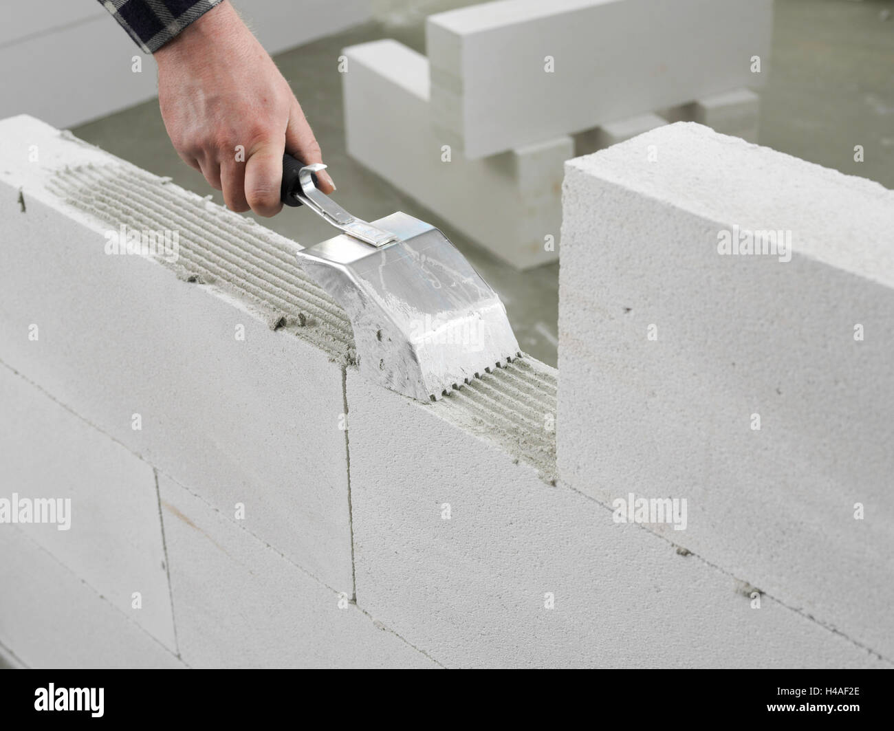 Building site, shell construction, autoclaved aerated concrete, man ...