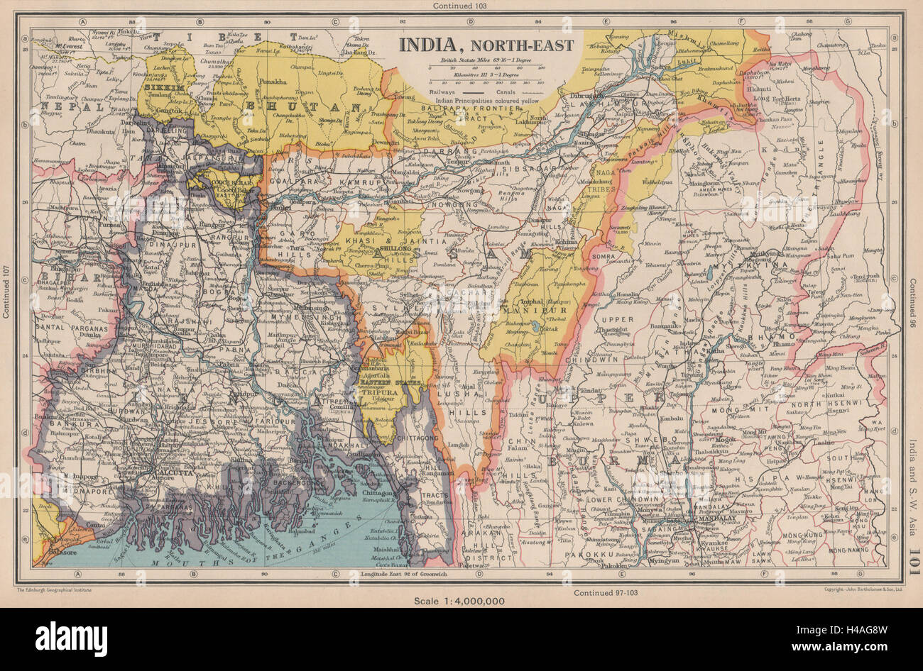BRITISH INDIA NORTH EAST. Bengal Assam Bhutan Upper Burma. BARTHOLOMEW ...