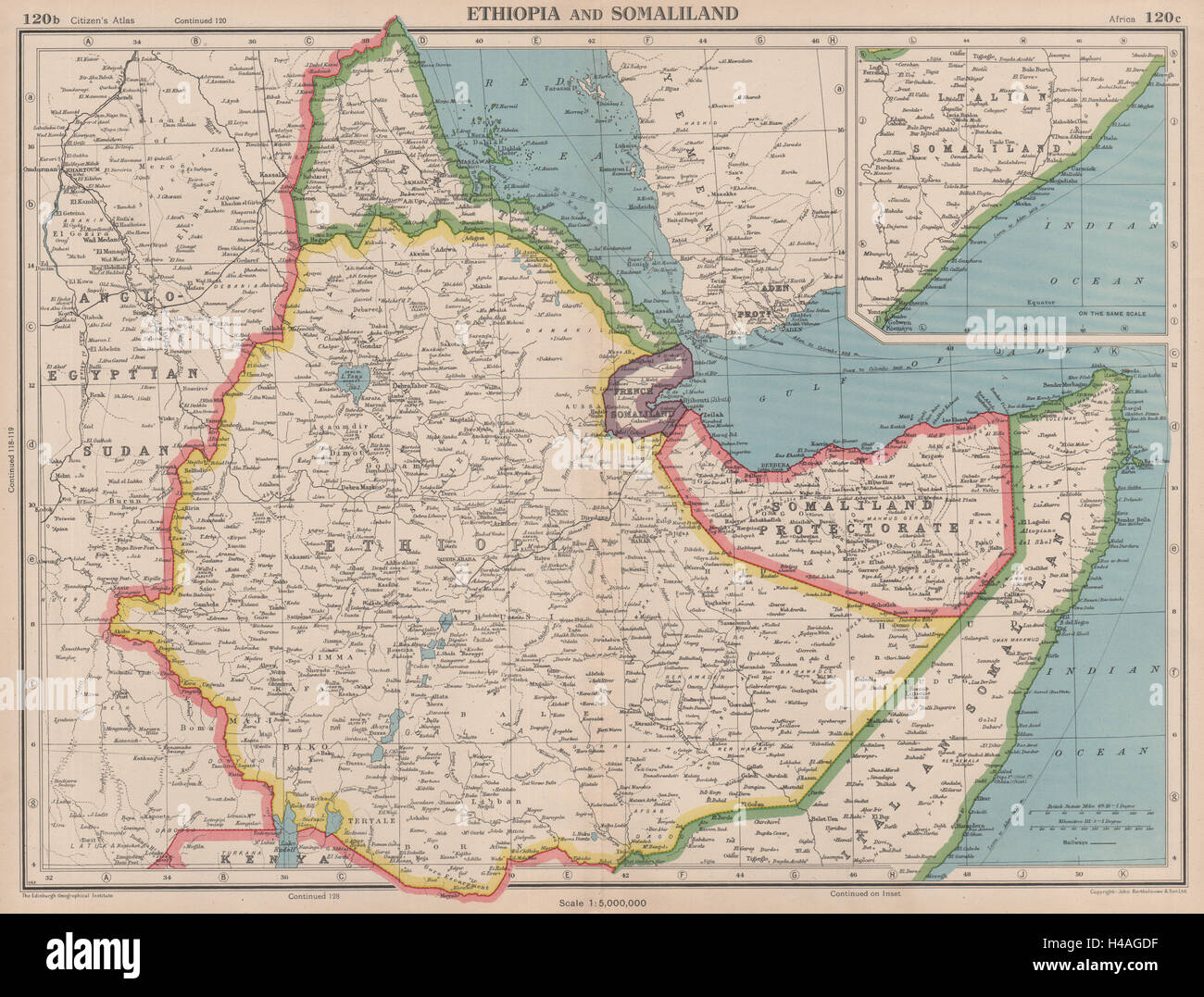 HORN OF AFRICA. Ethiopia French Somaliland Protectorate Somalia 1944 ...