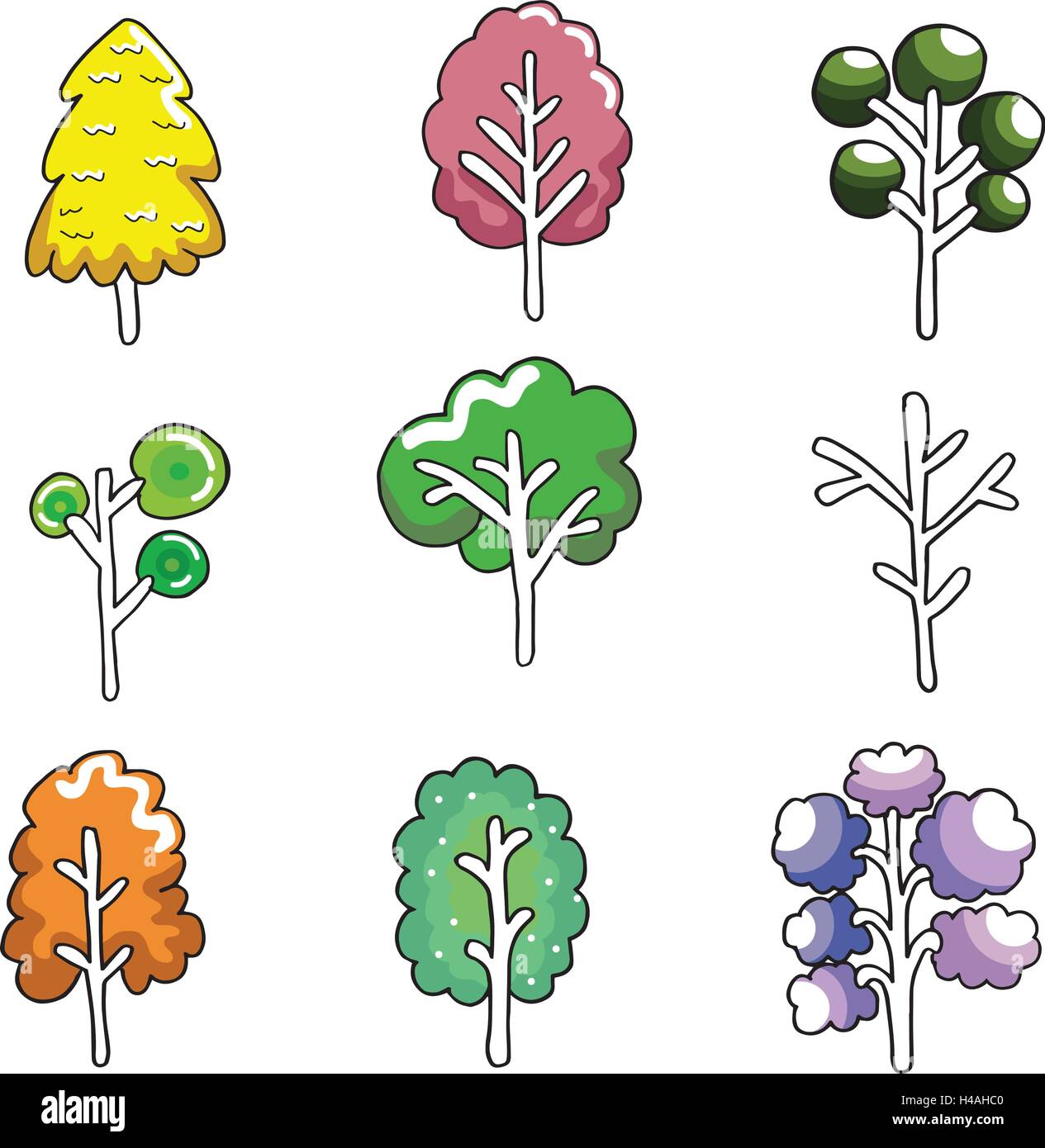 Doodle of cute tree color set Stock Vector Image & Art - Alamy