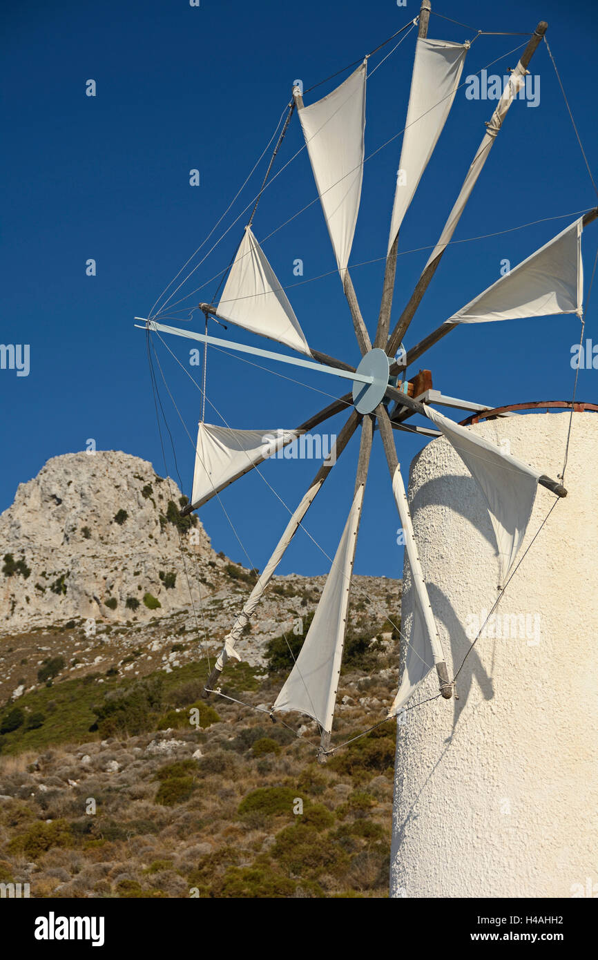 Crete, windmill on the Lassithi plateau Stock Photo - Alamy