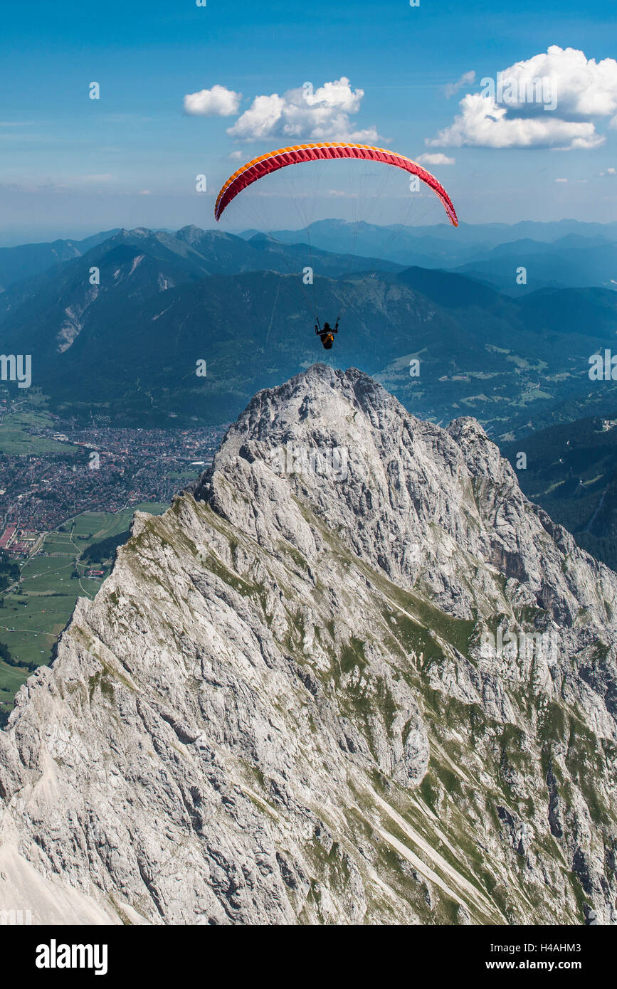Paraglider above Waxenstein, Höllental, aerial picture, paragliding ...