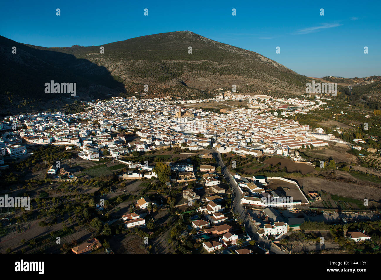 Algodonales, Andalusia, old town, town centre, white village, aerial ...
